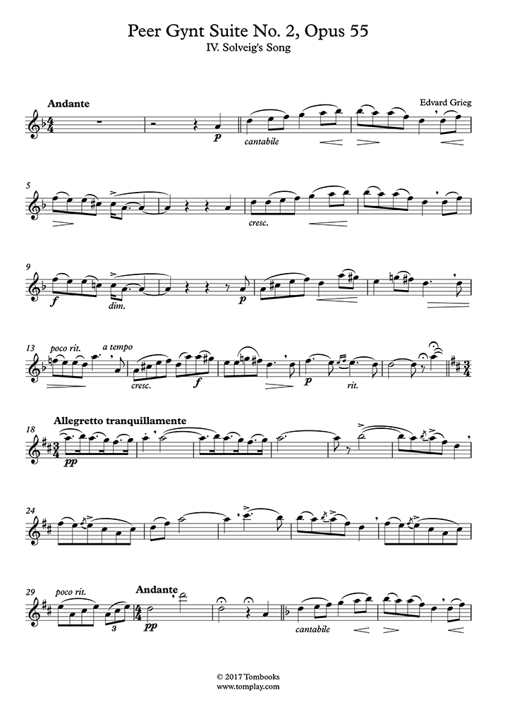 Peer Gynt - Suite n.° 2, Opus 55 - IV. La canción de Solveig (Grieg ... Peer Gynt - Suite n.° 2, Opus 55 - IV. La canción de Solveig (Grieg ...